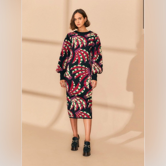 FARM Rio | Dresses | Farm Rio Black Banana Dots Knit Dress | Poshmark